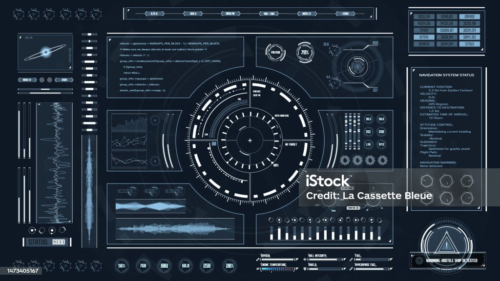 Konsep Antarmuka Dasbor Hud Pesawat Ruang Angkasa Futuristik Kontrol