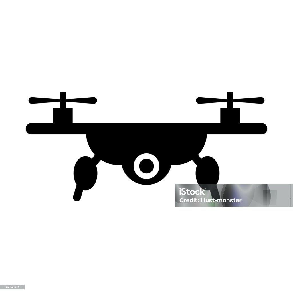 Drone Silhouette Icon In Flight Vector Stock Illustration Download