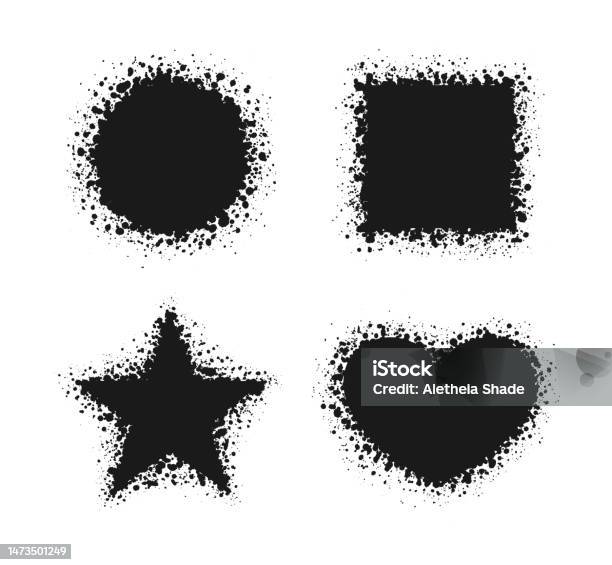 Grunge Ink Splatter Frame Set Spray Graffiti Stencil Border Template