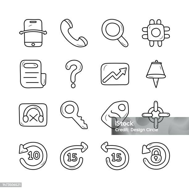 Media Control Vector Hand Draw Outline Icon Style Illustration Set 3