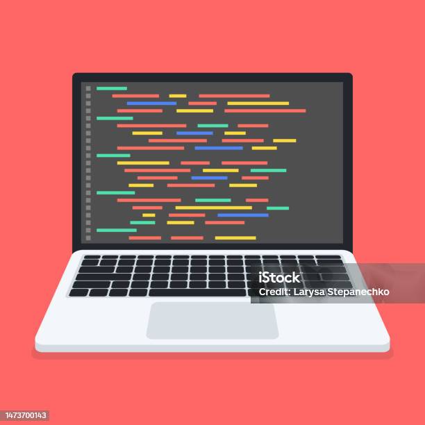 Programming Coding Script Java Digital Program Code On Screen On Red