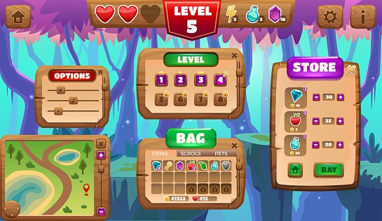 Cartoon Game Menu Screen Puzzle Game Background With Interface Elements ... Cartoon Game Menu Screen Puzzle Game Background With Interface Elements ...