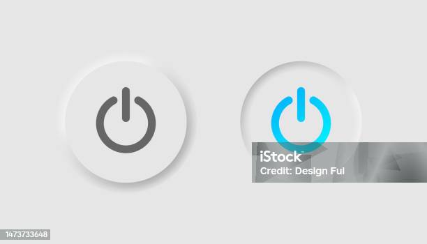 Bouton Dalimentation Dans Le Style Neumorphisme Icônes Pour Les