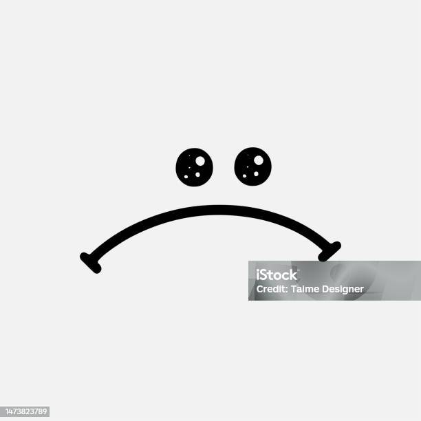 Sad Smile Illustration In Cartoon Style In Black Color And Yellow ... Sad Smile Illustration In Cartoon Style In Black Color And Yellow ...