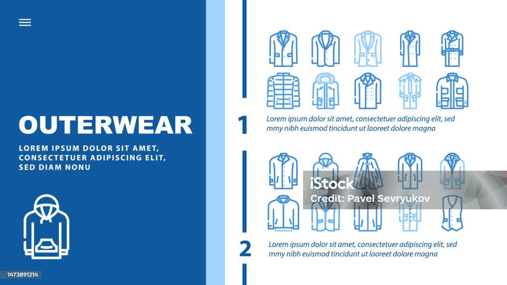 Outerwear Male Clothes Landing Header Vector Stock Illustration