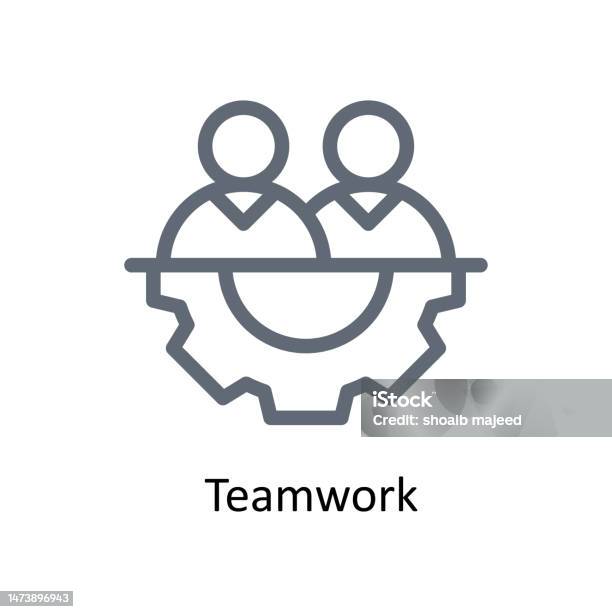 Teamwork Vektor Umriss Symbole Einfacher Lagerbestand Stock Vektor Art