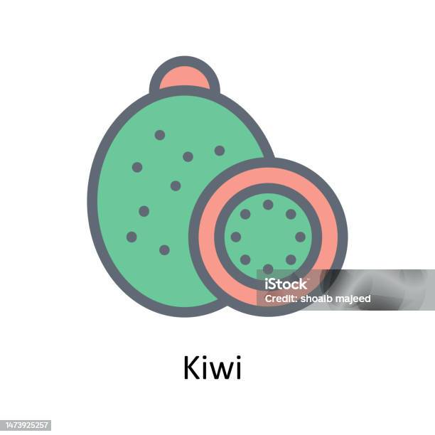 Kiwi Vector Fill Icônes De Contour Stock Simple Dillustration Vecteurs