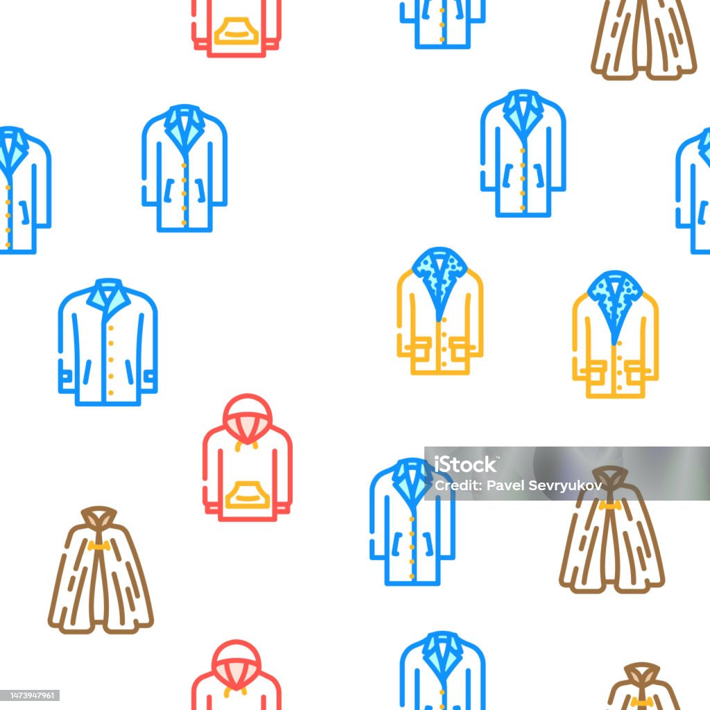 Outerwear Male Clothes Vector Seamless Pattern Stock Illustration