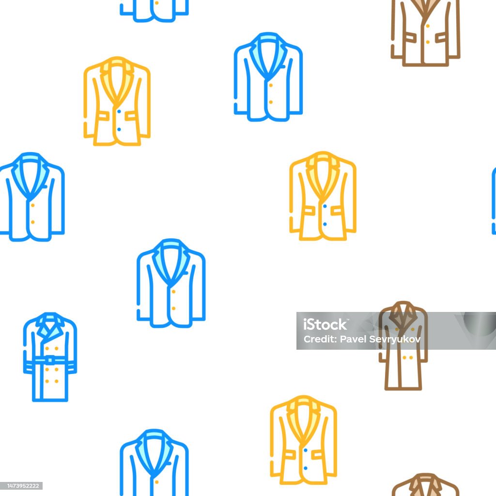 Outerwear Male Clothes Vector Seamless Pattern Stock Illustration