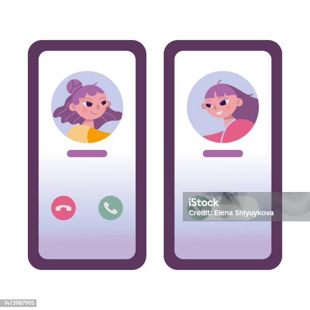 Call Screen Concept Style Dessin Animé Modèle Décran Dappel Entrant