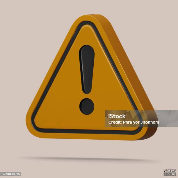 3d Panneau Davertissement Triangle Jaune Réaliste Isolé Sur