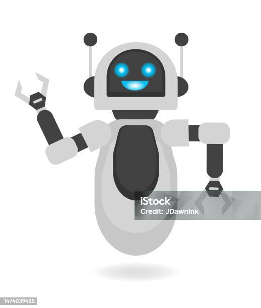 Icône De Concept De Lassistant Virtuel Chat Bot Souriant Et Agitant Sur
