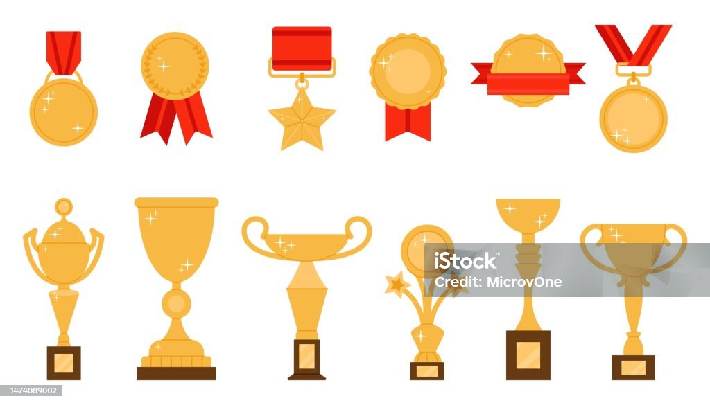 Ilustración de Copas Y Medallas De Oro Trofeos Y Copa Medalla De ... Ilustración de Copas Y Medallas De Oro Trofeos Y Copa Medalla De ...