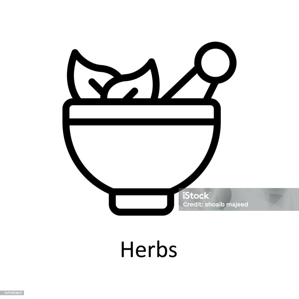 Kräuter Vektor Umriss Symbole Einfacher Lagerbestand Stock Vektor Art