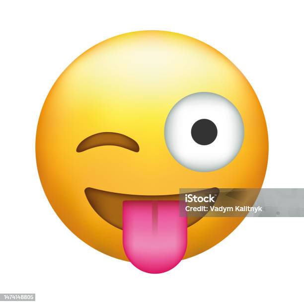 Emoji Clin Dœil Avec La Langue Émoticône Folle Avec Langue Coincée Et
