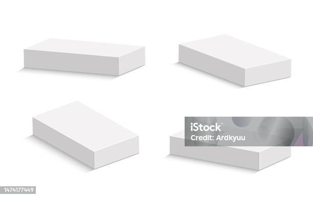 Template Kotak Paket Kardus Putih Mockup Kotak Kosong Realistis Untuk