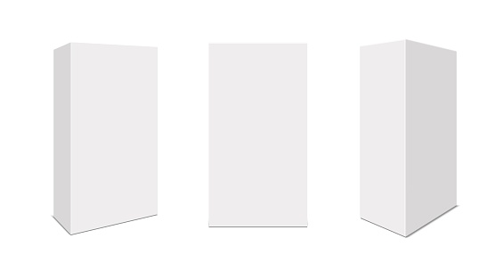 Template Kotak Paket Kardus Putih Mockup Kotak Kosong Realistis Untuk