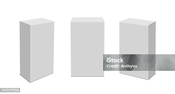 Template Kotak Paket Kardus Putih Mockup Kotak Kosong Realistis Untuk