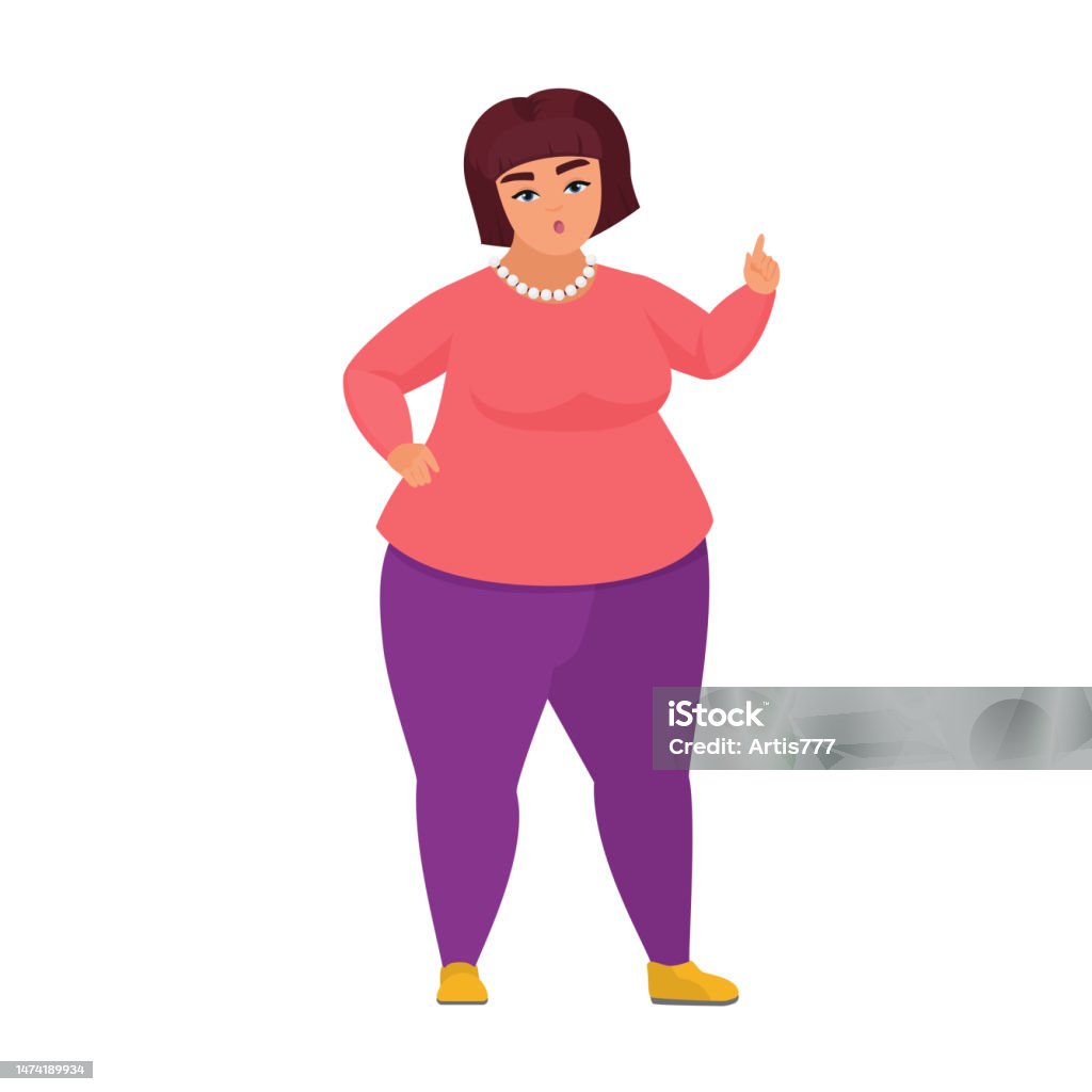 Pointing Fat Woman Stock Illustration Download Image Now One Person