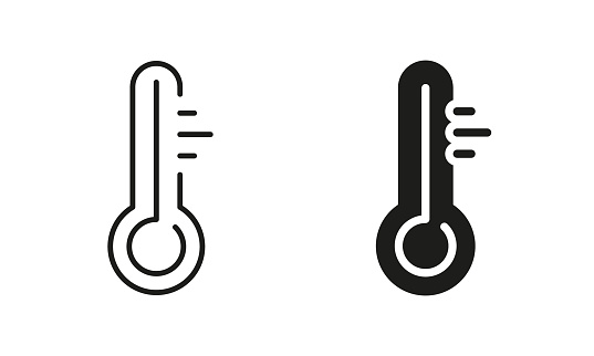 Ligne De Thermomètre Et Jeu Dicônes De Silhouette Outil De Mesure De La
