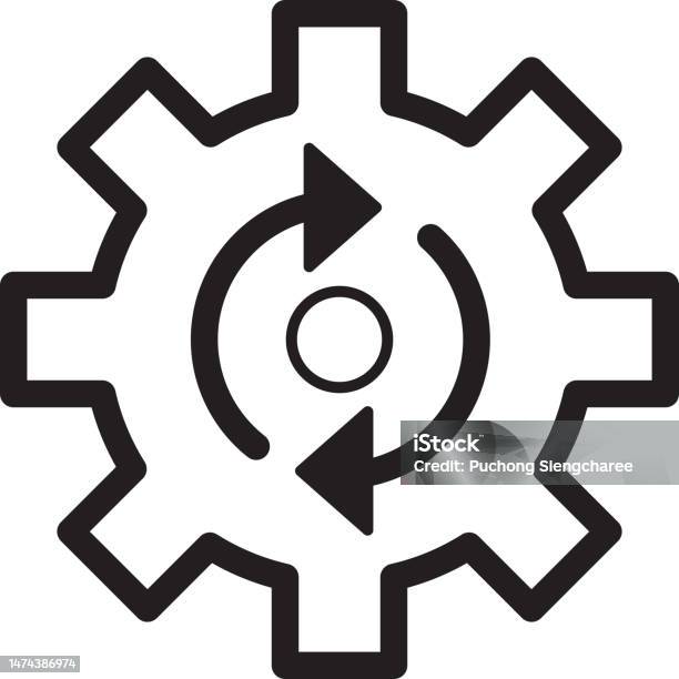 Vecteur Icône Dengrenage Symbole Continu Vecteurs Libres De Droits Et