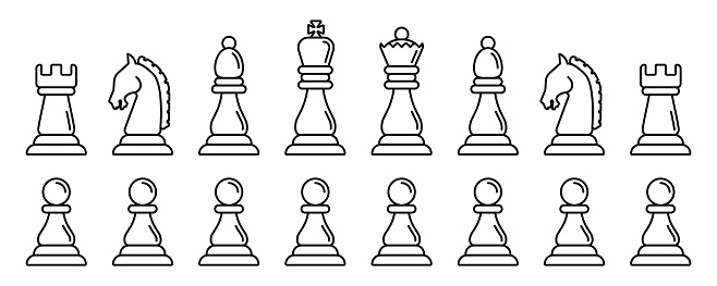 Ilustración de Conjunto De Contorno De Iconos Vectoriales De Ajedrez ... Ilustración de Conjunto De Contorno De Iconos Vectoriales De Ajedrez ...