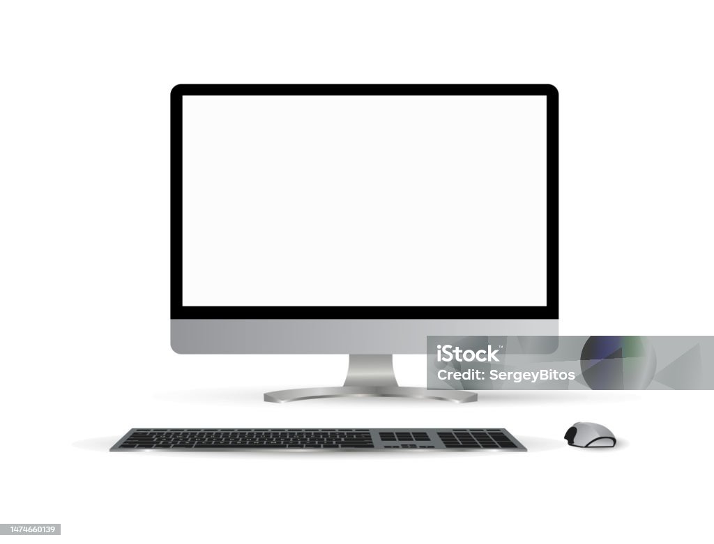 Monitor Pc Mockup Trendy Realistic Thin Frame Monitor Or Pc With Mouse