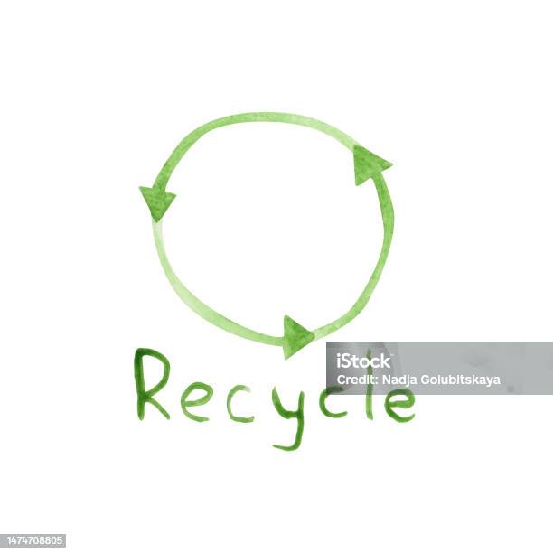 Recycler Le Symbole Dans Une Forme Ronde Isolée La Flèche Verte Et Le