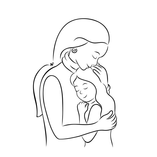 750 Mother Hugging Daughter Drawing Stock Illustrations Royalty Free