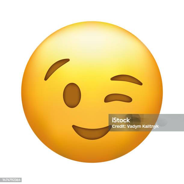 Clin Dœil Au Visage Emoji Clin Dœil Émoticône Jaune Amusante Avec
