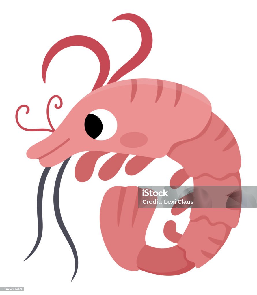 Icône De Crevette Vectorielle Illustration Sous La Mer Avec De Jolis