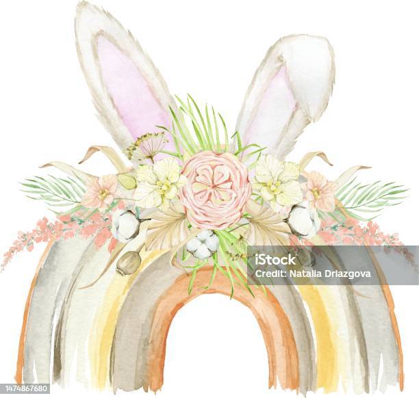 Telinga Kelinci Pelangi Buket Clipart Paskah Dalam Gaya Boho Dicat ... Telinga Kelinci Pelangi Buket Clipart Paskah Dalam Gaya Boho Dicat ...