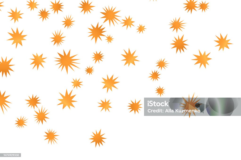 Stars Golden Glitter Confetti Isolated On Blurred Abstract White