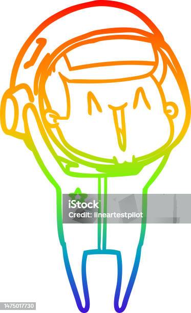 Dessin Au Trait Dégradé Arcenciel Dun Astronaute De Dessin Animé