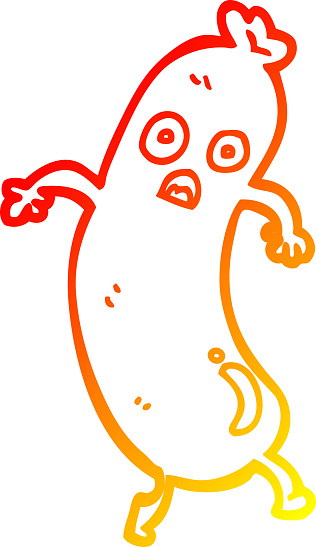 Dessin Au Trait Dégradé Chaud Dune Saucisse De Dessin Animé Vecteurs
