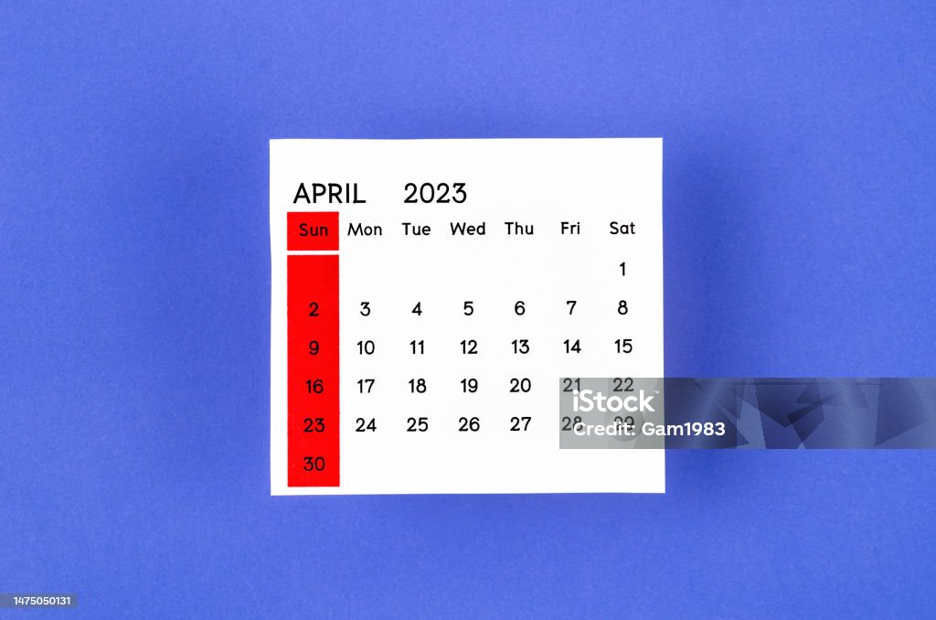 Photo libre de droit de Le Calendrier Mensuel Davril 2023 Pour Lannée ... Photo libre de droit de Le Calendrier Mensuel Davril 2023 Pour Lannée ...