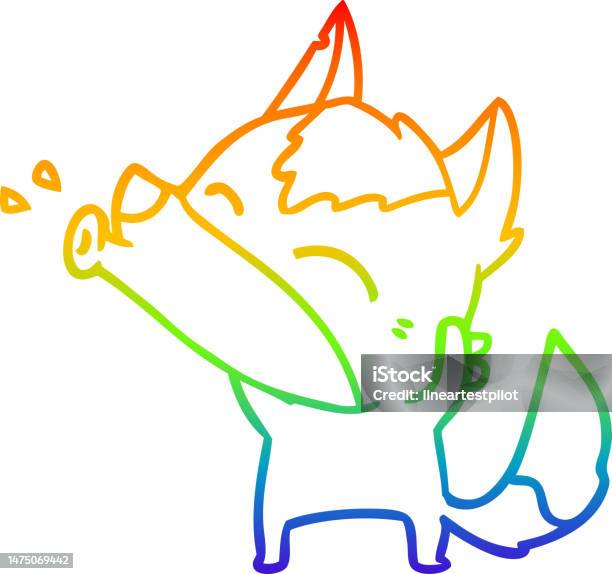 Dessin Au Trait Dégradé Arcenciel Dun Dessin Animé De Loup Hurlant