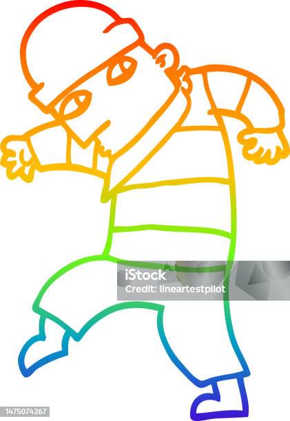 Dessin Au Trait Dégradé Arcenciel Dun Voleur De Dessin Animé Vecteurs