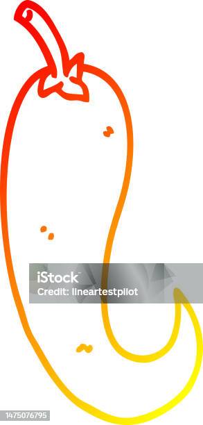 Dessin Au Trait Dégradé Chaud Dun Piment De Dessin Animé Vecteurs
