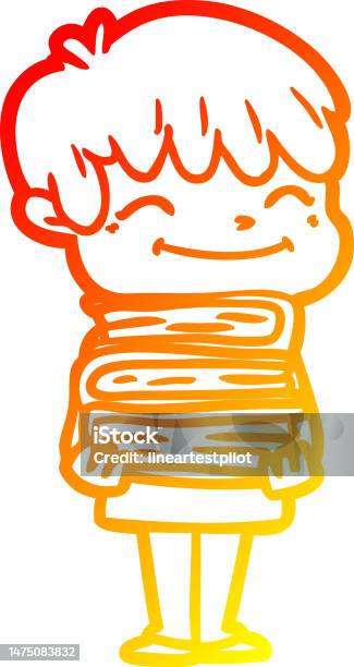Dessin Au Trait Dégradé Chaud Dun Garçon Heureux De Dessin Animé