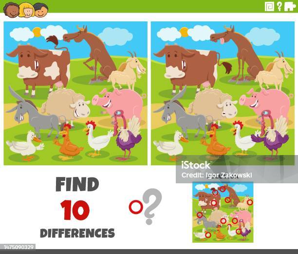 Perbedaan Permainan Dengan Hewan Ternak Kartun Ilustrasi Stok - Unduh ... Perbedaan Permainan Dengan Hewan Ternak Kartun Ilustrasi Stok - Unduh ...