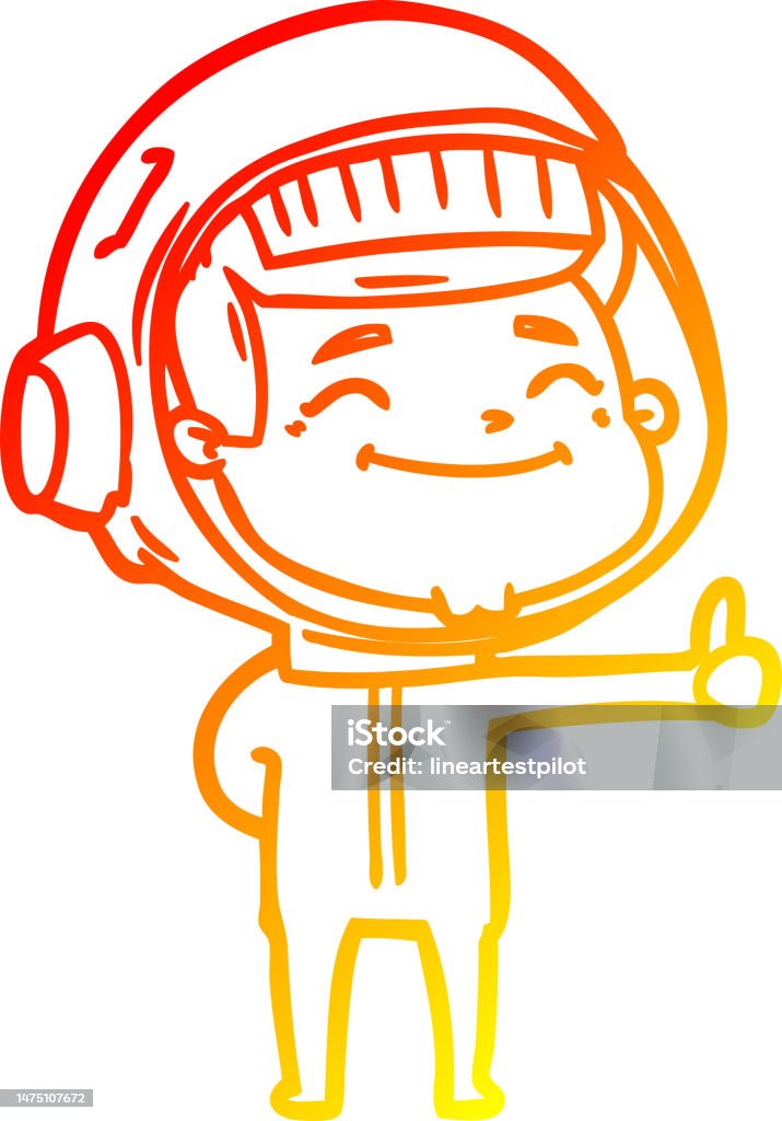 Dessin Au Trait Dégradé Chaud Dun Astronaute De Dessin Animé Heureux
