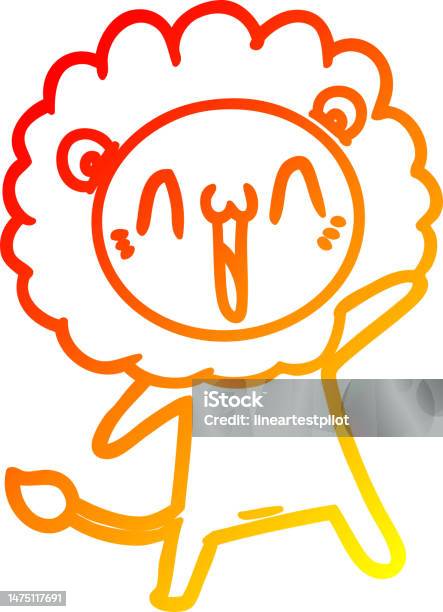 Dessin Au Trait Dégradé Chaud Dun Lion De Dessin Animé Heureux Vecteurs