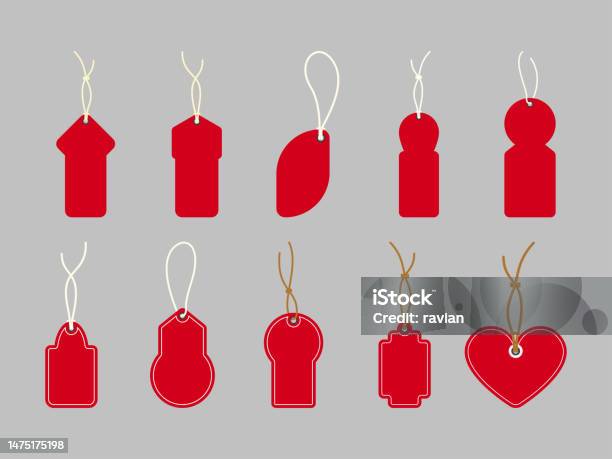 Étiquettes De Prix Réalistes En Papier Carton Rouge Différentes Formes