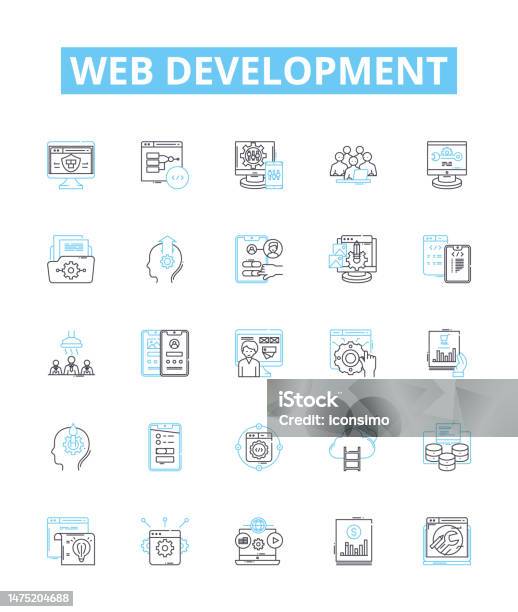 Web Development Vector Line Icons Set Web Development Html Css Javascript Ajax Php Illustration