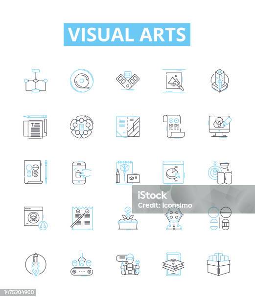 Jeu Dicônes De Ligne Vectorielle Des Arts Visuels Dessin Peinture