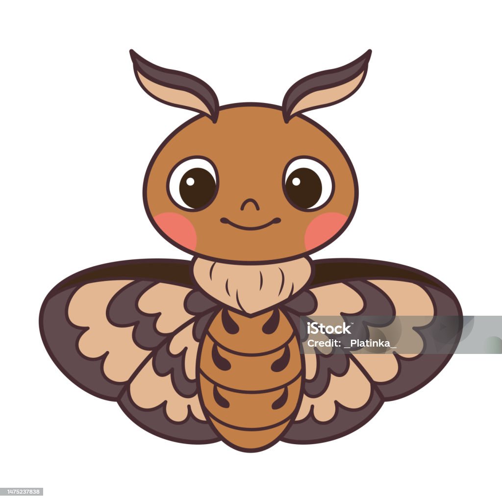 Doodle Cute Moth Cartoon Vector Illustration Stock Illustration Download Image Now Butterfly