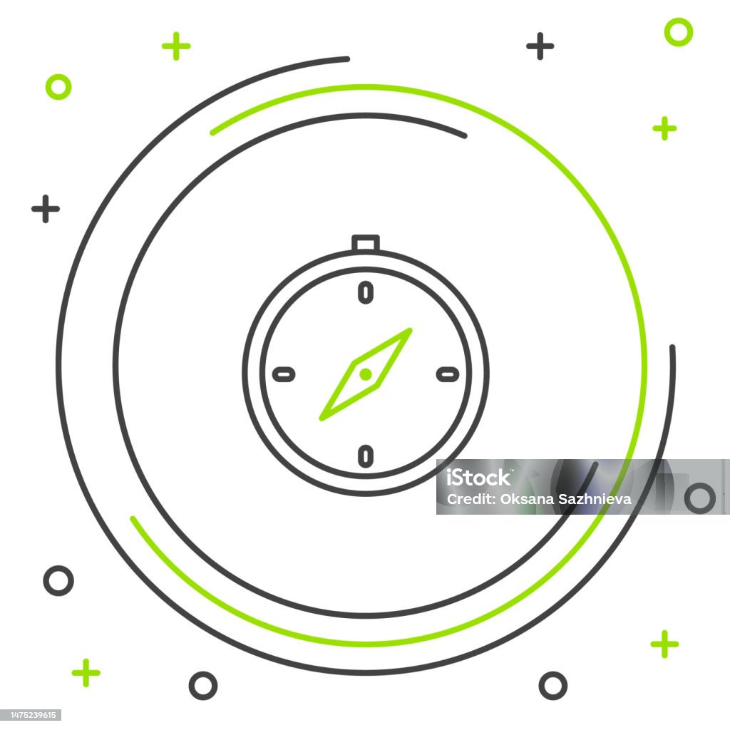Line Compass Icon Isolated On White Background Windrose Navigation
