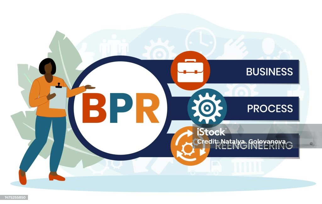 Ilustración de Bpr Acrónimo De Reingeniería De Procesos De Negocio y ... Ilustración de Bpr Acrónimo De Reingeniería De Procesos De Negocio y ...