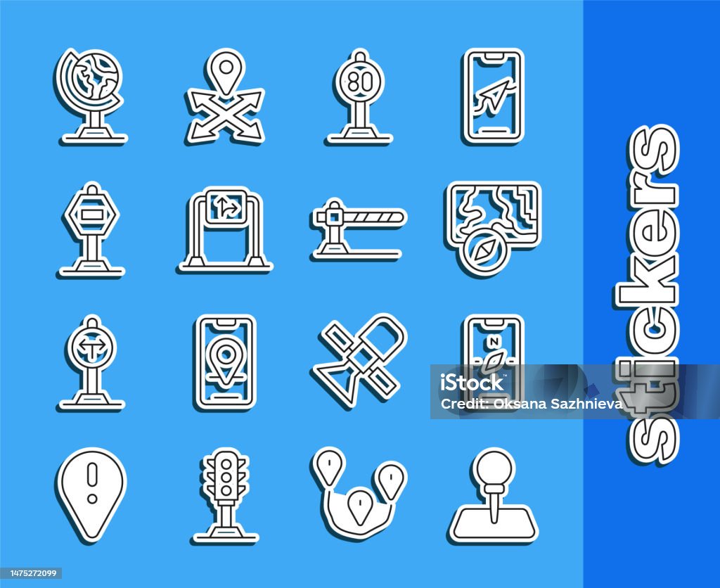 Vetores De Defina A Linha Push Pin Bússola No Celular Navegação No Mapa